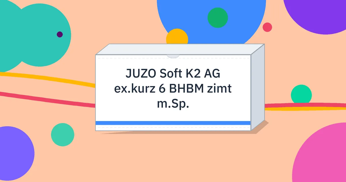 Symbolbild: Packung mit der Aufschrift JUZO Soft K2 AG ex.kurz 6 BHBM zimt m.Sp. (PZN 14860172) – Verfügbarkeit und Bezug in Apotheken in Frankfurt am Main