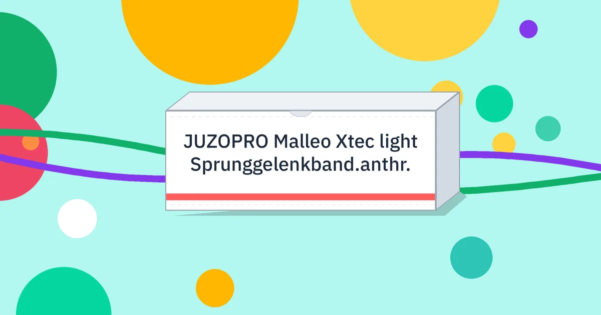 Symbolbild: Packung mit der Aufschrift JUZOPRO Malleo Xtec light Sprunggelenkband.anthr. (PZN 16766282) – Verfügbarkeit und Bezug in Apotheken in Frankfurt am Main