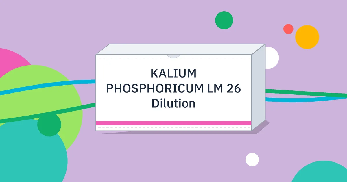 Symbolbild: Packung mit der Aufschrift KALIUM PHOSPHORICUM LM 26 Dilution (PZN 12924726) – Verfügbarkeit und Bezug in Apotheken in Frankfurt am Main