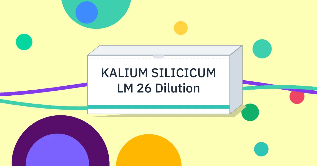 Symbolbild: Packung mit der Aufschrift KALIUM SILICICUM LM 26 Dilution (PZN 12926056) – Verfügbarkeit und Bezug in Apotheken in Frankfurt am Main