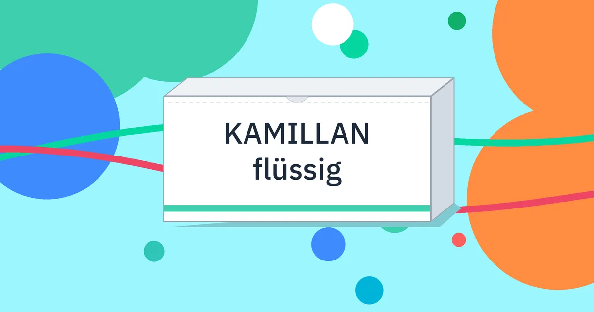 Symbolbild: Packung mit der Aufschrift KAMILLAN flüssig (PZN 03364004) – Verfügbarkeit und Bezug in Apotheken in Frankfurt am Main