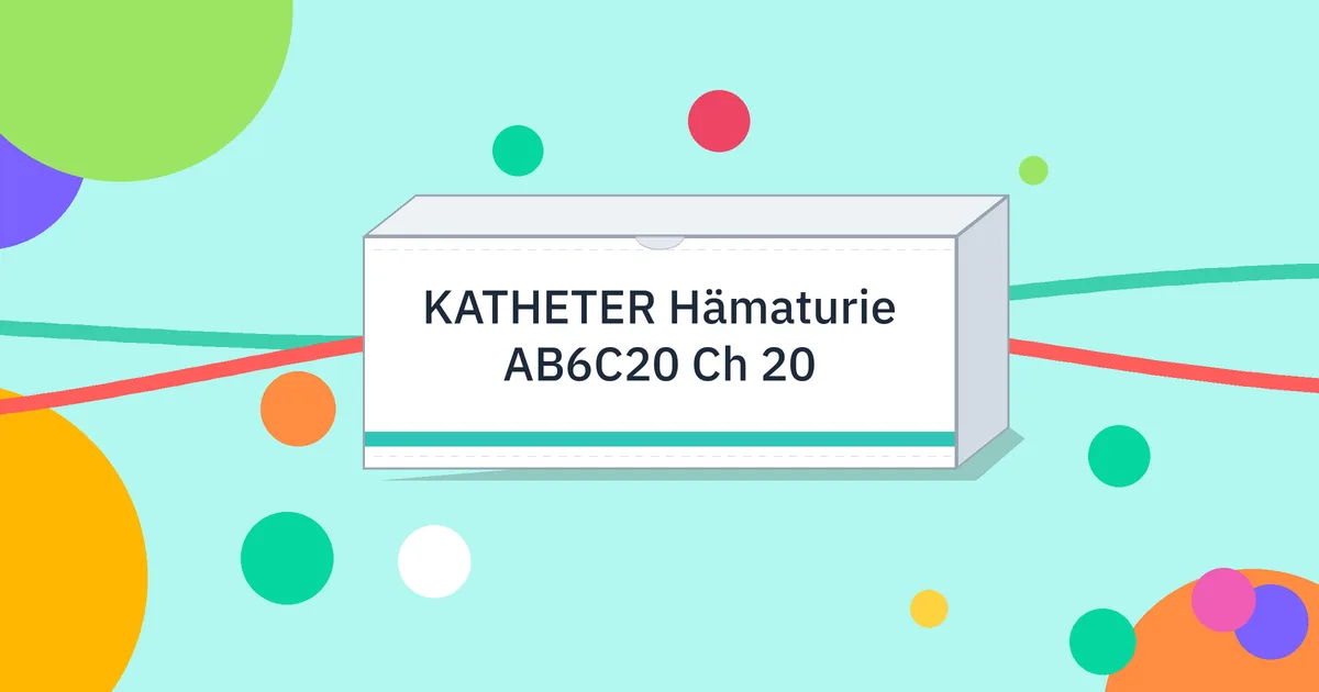Symbolbild: Packung mit der Aufschrift KATHETER Hämaturie AB6C20 Ch 20 (PZN 00543700) – Verfügbarkeit und Bezug in Apotheken in Frankfurt am Main