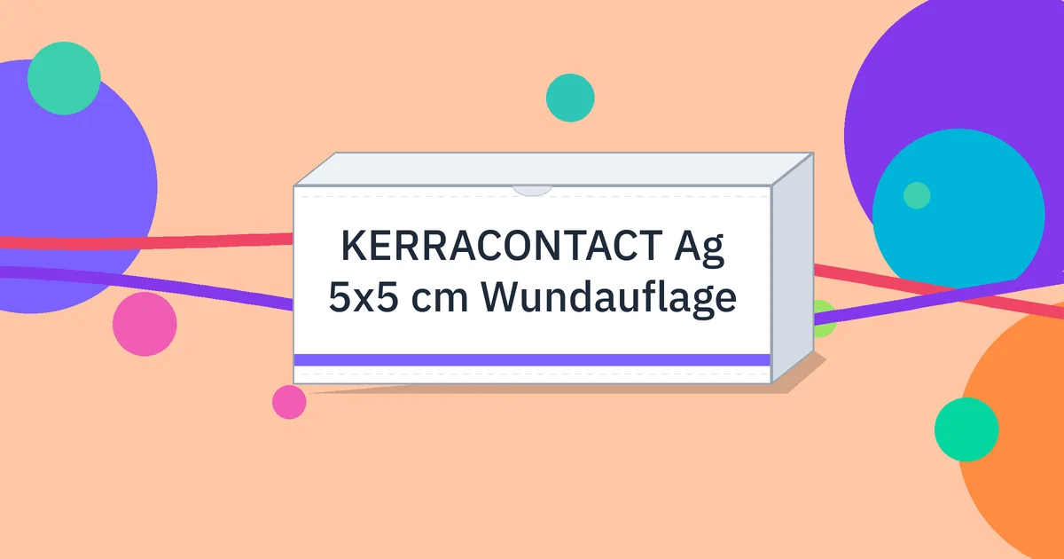 Symbolbild: Packung mit der Aufschrift KERRACONTACT Ag 5x5 cm Wundauflage (PZN 18729434) – Verfügbarkeit und Bezug in Apotheken in Frankfurt am Main