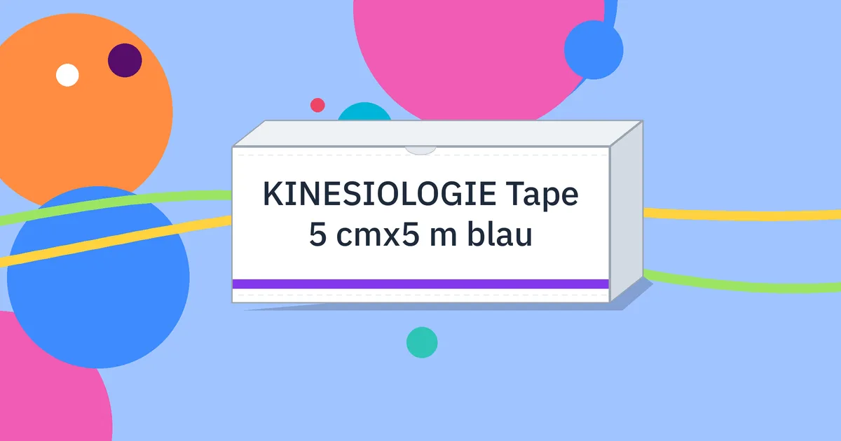 Symbolbild: Packung mit der Aufschrift KINESIOLOGIE Tape 5 cmx5 m blau (PZN 12492333) – Verfügbarkeit und Bezug in Apotheken in Frankfurt am Main