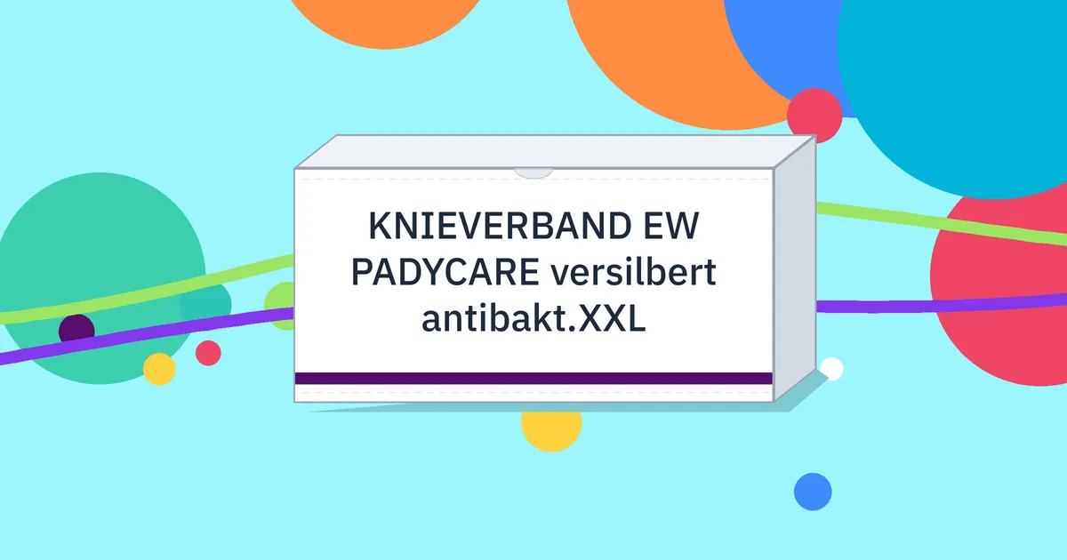 Symbolbild: Packung mit der Aufschrift KNIEVERBAND EW PADYCARE versilbert antibakt.XXL (PZN 10940201) – Verfügbarkeit und Bezug in Apotheken in Frankfurt am Main