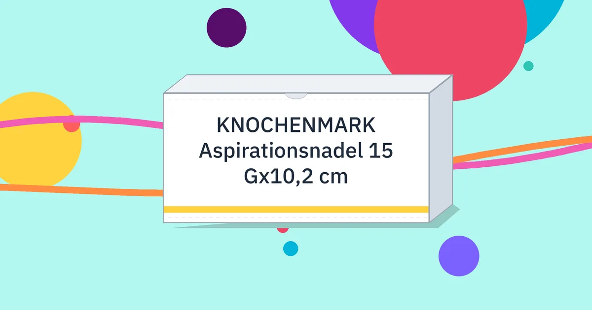 Symbolbild: Packung mit der Aufschrift KNOCHENMARK Aspirationsnadel 15 Gx10,2 cm (PZN 06772726) – Verfügbarkeit und Bezug in Apotheken in Frankfurt am Main