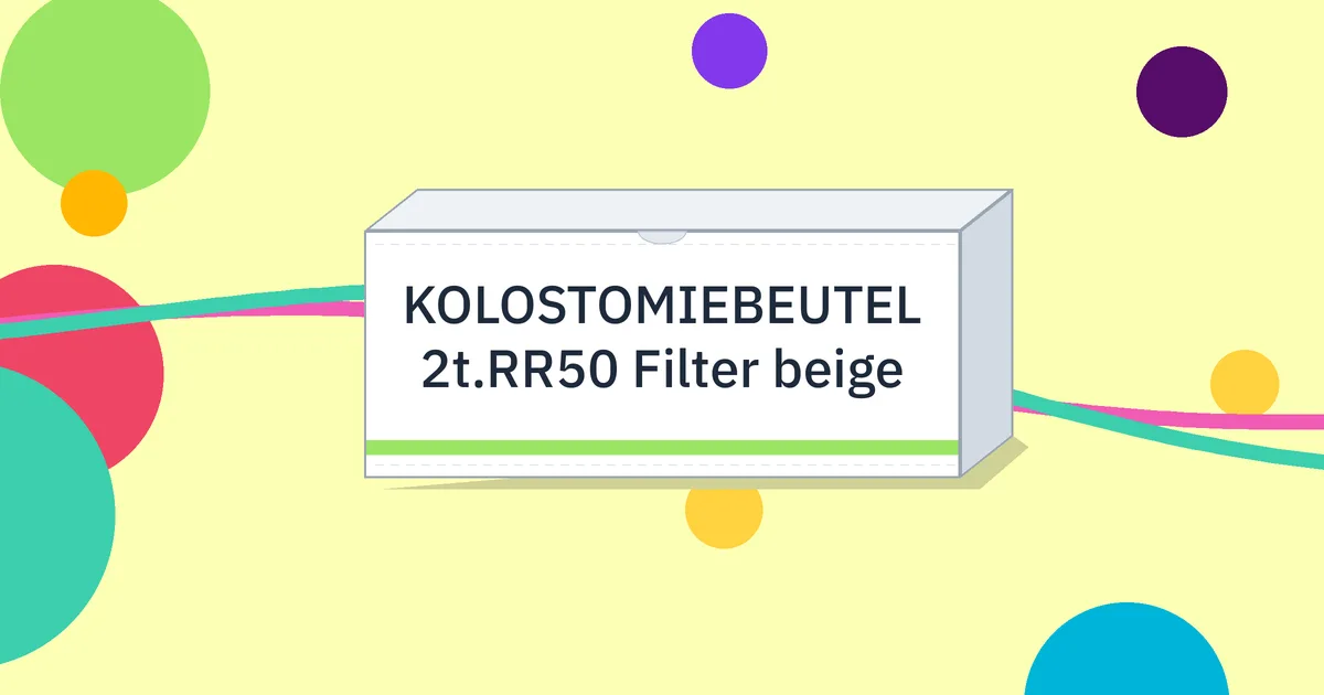 Symbolbild: Packung mit der Aufschrift KOLOSTOMIEBEUTEL 2t.RR50 Filter beige (PZN 03837075) – Verfügbarkeit und Bezug in Apotheken in Frankfurt am Main