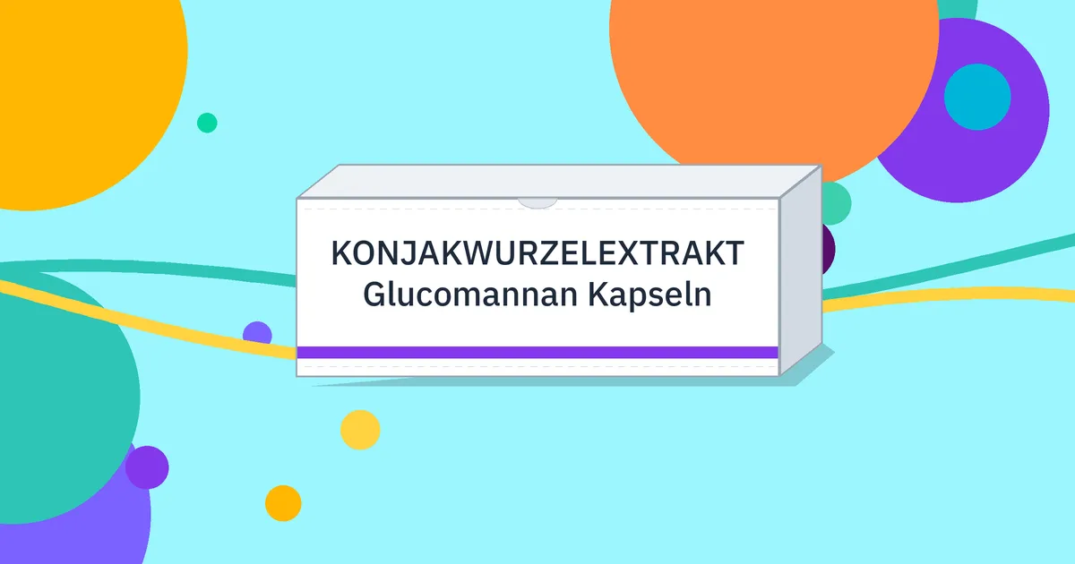 Symbolbild: Packung mit der Aufschrift KONJAKWURZELEXTRAKT Glucomannan Kapseln (PZN 12469009) – Verfügbarkeit und Bezug in Apotheken in Frankfurt am Main