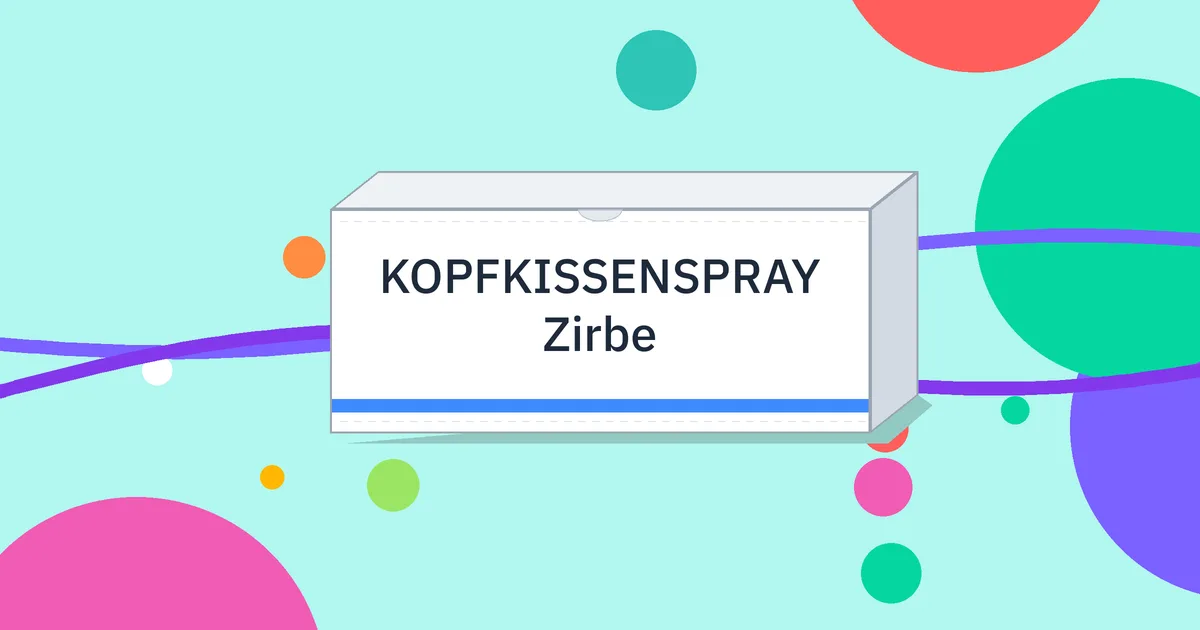 Symbolbild: Packung mit der Aufschrift KOPFKISSENSPRAY Zirbe (PZN 13416601) – Verfügbarkeit und Bezug in Apotheken in Frankfurt am Main