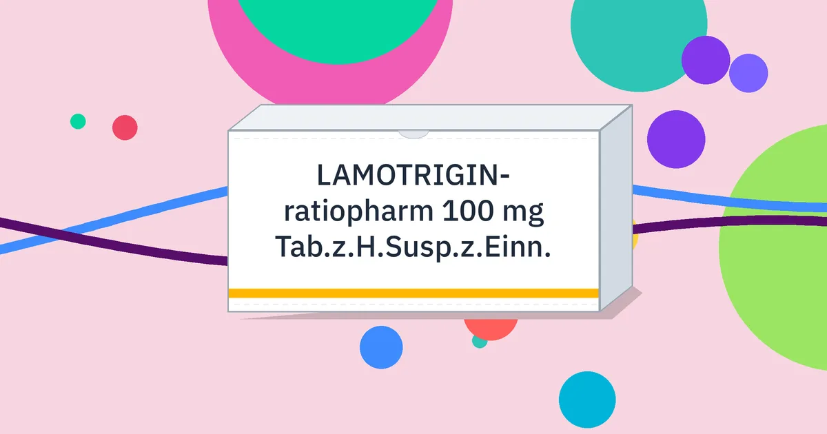 Symbolbild: Packung mit der Aufschrift LAMOTRIGIN-ratiopharm 100 mg Tab.z.H.Susp.z.Einn. (PZN 04623755) – Verfügbarkeit und Bezug in Apotheken in Frankfurt am Main