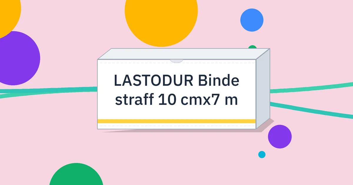 Symbolbild: Packung mit der Aufschrift LASTODUR Binde straff 10 cmx7 m (PZN 13744423) – Verfügbarkeit und Bezug in Apotheken in Frankfurt am Main