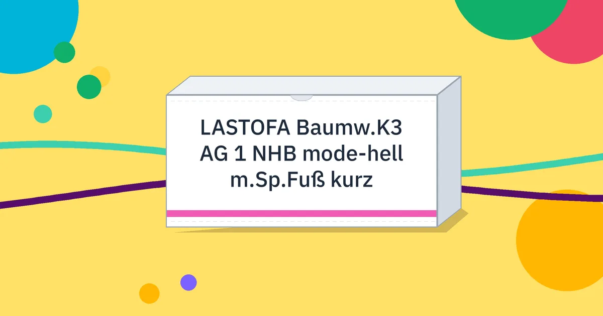 Symbolbild: Packung mit der Aufschrift LASTOFA Baumw.K3 AG 1 NHB mode-hell m.Sp.Fuß kurz (PZN 01954434) – Verfügbarkeit und Bezug in Apotheken in Frankfurt am Main