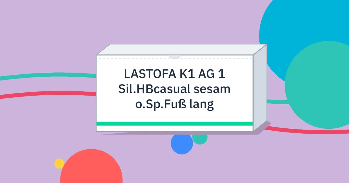Symbolbild: Packung mit der Aufschrift LASTOFA K1 AG 1 Sil.HBcasual sesam o.Sp.Fuß lang (PZN 14147818) – Verfügbarkeit und Bezug in Apotheken in Frankfurt am Main
