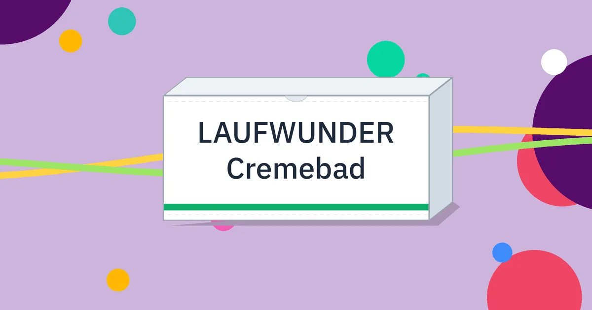 Symbolbild: Packung mit der Aufschrift LAUFWUNDER Cremebad (PZN 06993924) – Verfügbarkeit und Bezug in Apotheken in Frankfurt am Main