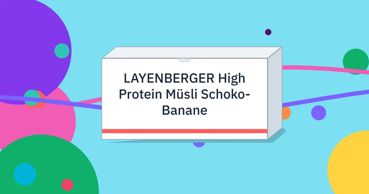 Symbolbild: Packung mit der Aufschrift LAYENBERGER High Protein Müsli Schoko-Banane (PZN 18214279) – Verfügbarkeit und Bezug in Apotheken in Frankfurt am Main