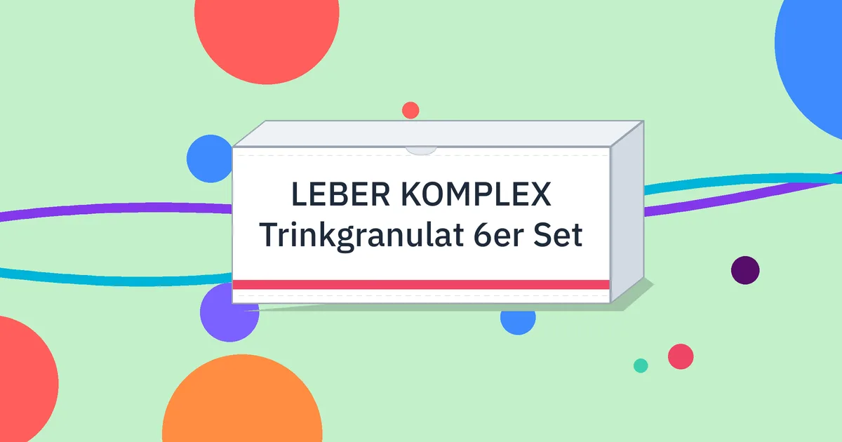 Symbolbild: Packung mit der Aufschrift LEBER KOMPLEX Trinkgranulat 6er Set (PZN 20098426) – Verfügbarkeit und Bezug in Apotheken in Frankfurt am Main