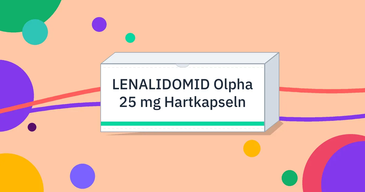 Symbolbild: Packung mit der Aufschrift LENALIDOMID Olpha 25 mg Hartkapseln (PZN 20021760) – Verfügbarkeit und Bezug in Apotheken in Frankfurt am Main