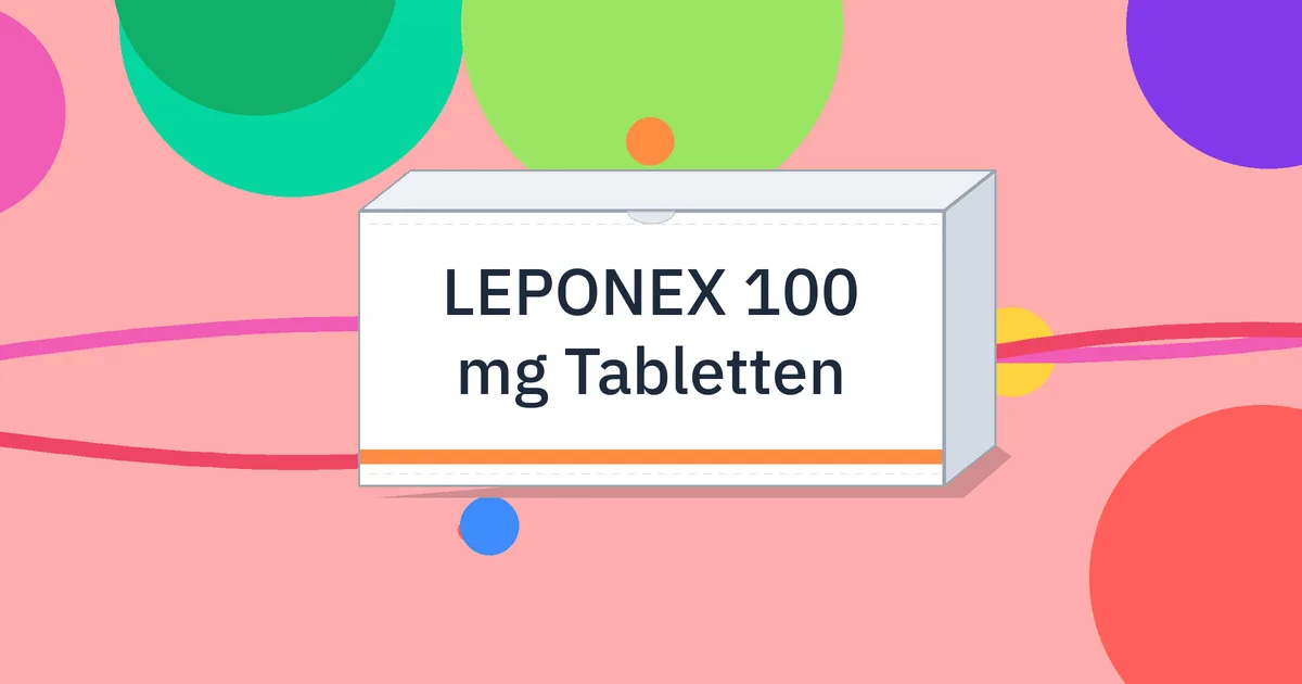 Symbolbild: Packung mit der Aufschrift LEPONEX 100 mg Tabletten (PZN 01328642) – Verfügbarkeit und Bezug in Apotheken in Frankfurt am Main