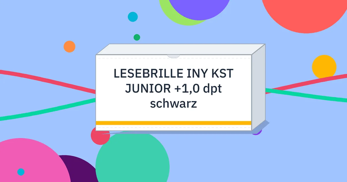Symbolbild: Packung mit der Aufschrift LESEBRILLE INY KST JUNIOR +1,0 dpt schwarz (PZN 19928443) – Verfügbarkeit und Bezug in Apotheken in Frankfurt am Main