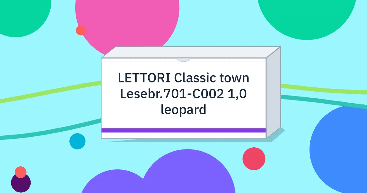 Symbolbild: Packung mit der Aufschrift LETTORI Classic town Lesebr.701-C002 1,0 leopard (PZN 11057411) – Verfügbarkeit und Bezug in Apotheken in Frankfurt am Main