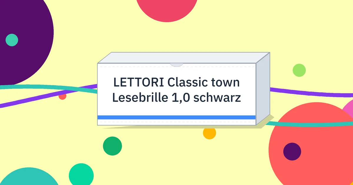Symbolbild: Packung mit der Aufschrift LETTORI Classic town Lesebrille 1,0 schwarz (PZN 11057428) – Verfügbarkeit und Bezug in Apotheken in Frankfurt am Main