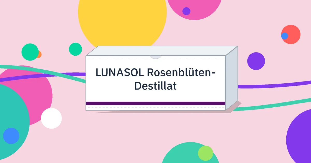 Symbolbild: Packung mit der Aufschrift LUNASOL Rosenblüten-Destillat (PZN 19755209) – Verfügbarkeit und Bezug in Apotheken in Frankfurt am Main