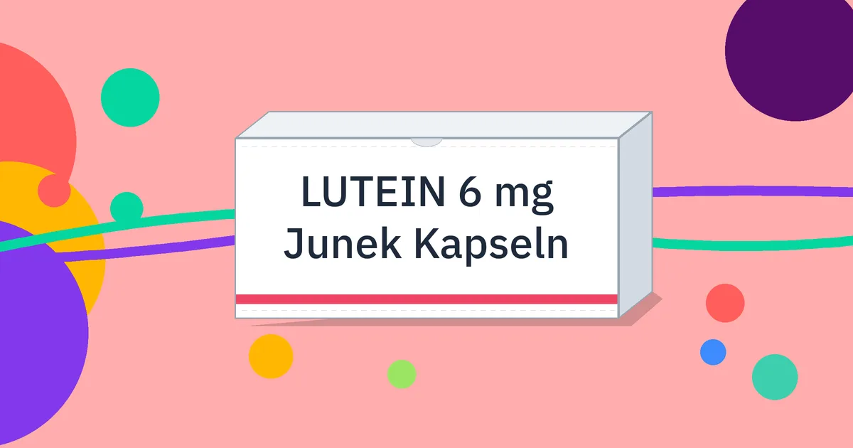 Symbolbild: Packung mit der Aufschrift LUTEIN 6 mg Junek Kapseln (PZN 10396401) – Verfügbarkeit und Bezug in Apotheken in Frankfurt am Main