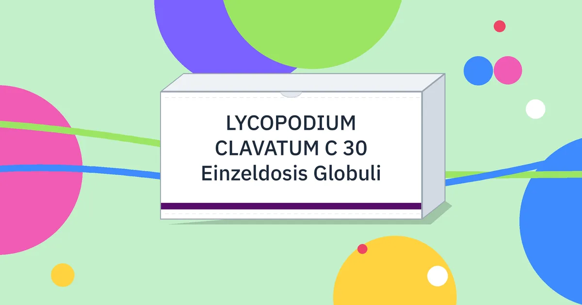 Symbolbild: Packung mit der Aufschrift LYCOPODIUM CLAVATUM C 30 Einzeldosis Globuli (PZN 01543263) – Verfügbarkeit und Bezug in Apotheken in Frankfurt am Main