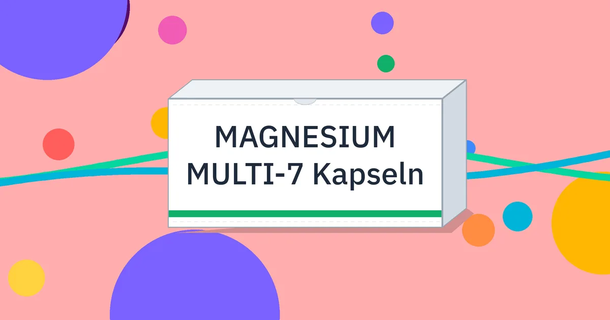 Symbolbild: Packung mit der Aufschrift MAGNESIUM MULTI-7 Kapseln (PZN 20917344) – Verfügbarkeit und Bezug in Apotheken in Frankfurt am Main