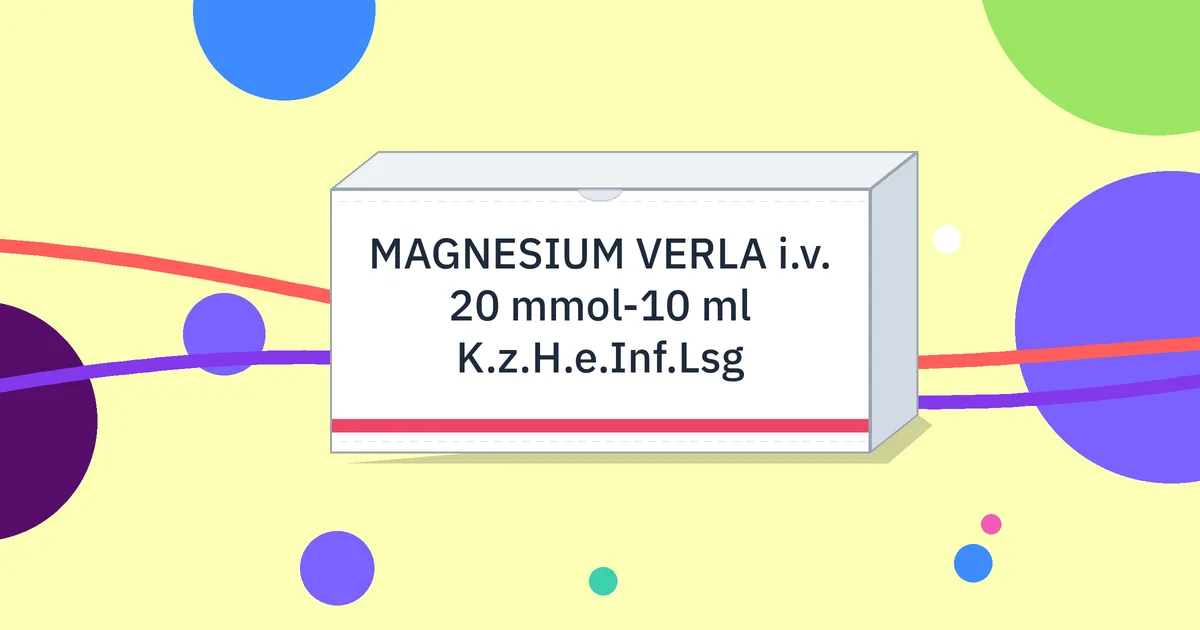 Symbolbild: Packung mit der Aufschrift MAGNESIUM VERLA i.v. 20 mmol-10 ml K.z.H.e.Inf.Lsg (PZN 17638793) – Verfügbarkeit und Bezug in Apotheken in Frankfurt am Main