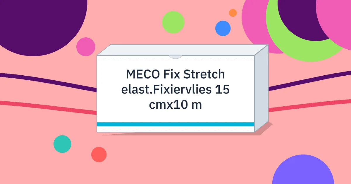 Symbolbild: Packung mit der Aufschrift MECO Fix Stretch elast.Fixiervlies 15 cmx10 m (PZN 20084915) – Verfügbarkeit und Bezug in Apotheken in Frankfurt am Main