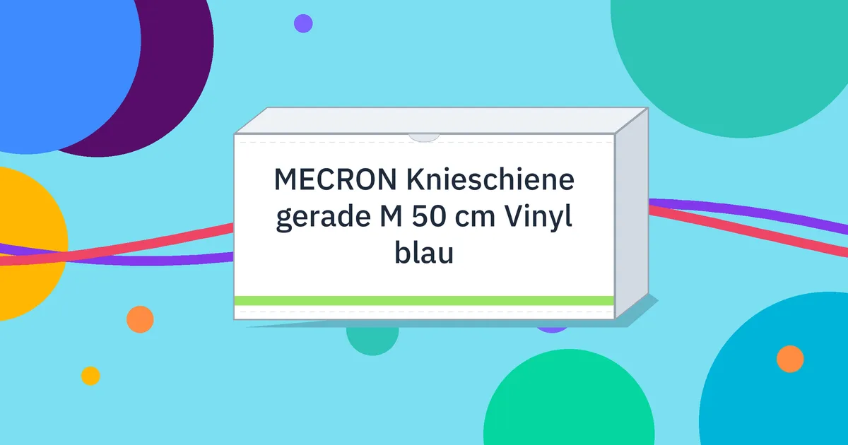 Symbolbild: Packung mit der Aufschrift MECRON Knieschiene gerade M 50 cm Vinyl blau (PZN 02905225) – Verfügbarkeit und Bezug in Apotheken in Frankfurt am Main