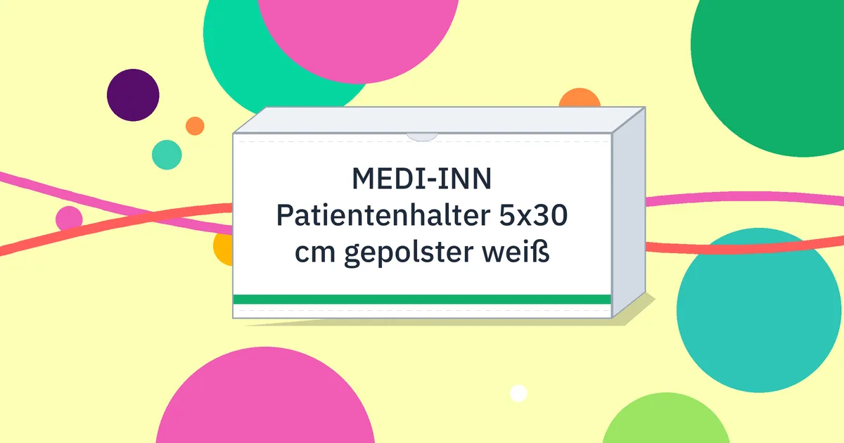 Symbolbild: Packung mit der Aufschrift MEDI-INN Patientenhalter 5x30 cm gepolster weiß (PZN 08601727) – Verfügbarkeit und Bezug in Apotheken in Frankfurt am Main