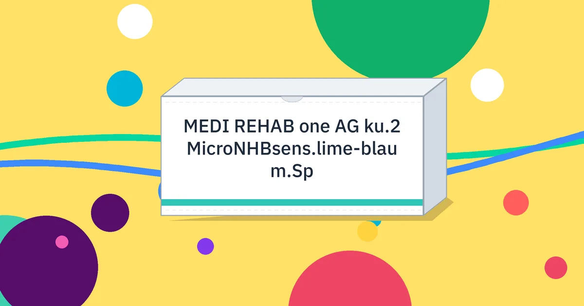 Symbolbild: Packung mit der Aufschrift MEDI REHAB one AG ku.2 MicroNHBsens.lime-blau m.Sp (PZN 18898220) – Verfügbarkeit und Bezug in Apotheken in Frankfurt am Main