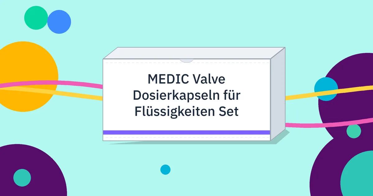 Symbolbild: Packung mit der Aufschrift MEDIC Valve Dosierkapseln für Flüssigkeiten Set (PZN 15657243) – Verfügbarkeit und Bezug in Apotheken in Frankfurt am Main