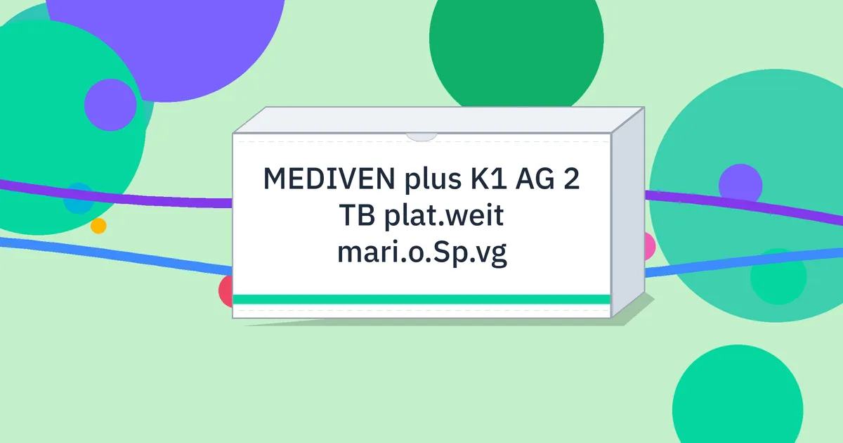 Symbolbild: Packung mit der Aufschrift MEDIVEN plus K1 AG 2 TB plat.weit mari.o.Sp.vg (PZN 15060640) – Verfügbarkeit und Bezug in Apotheken in Frankfurt am Main