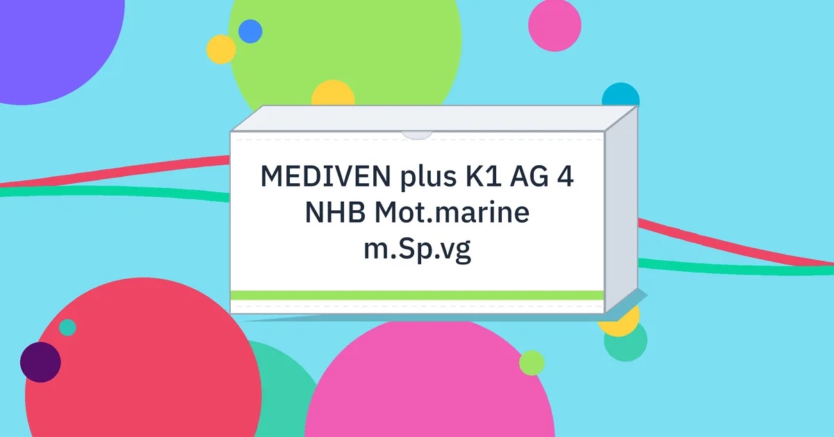 Symbolbild: Packung mit der Aufschrift MEDIVEN plus K1 AG 4 NHB Mot.marine m.Sp.vg (PZN 15916472) – Verfügbarkeit und Bezug in Apotheken in Frankfurt am Main