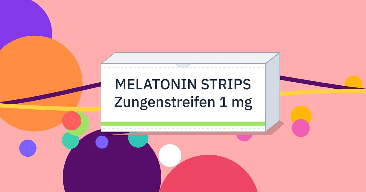 Symbolbild: Packung mit der Aufschrift MELATONIN STRIPS Zungenstreifen 1 mg (PZN 19841943) – Verfügbarkeit und Bezug in Apotheken in Frankfurt am Main
