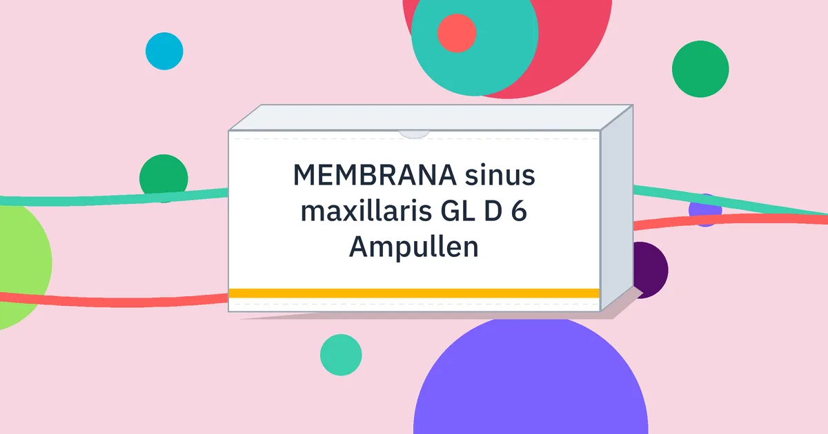 Symbolbild: Packung mit der Aufschrift MEMBRANA sinus maxillaris GL D 6 Ampullen (PZN 02831946) – Verfügbarkeit und Bezug in Apotheken in Frankfurt am Main