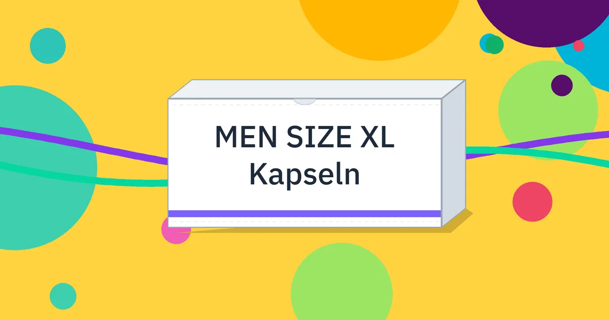 Symbolbild: Packung mit der Aufschrift MEN SIZE XL Kapseln (PZN 20512920) – Verfügbarkeit und Bezug in Apotheken in Frankfurt am Main