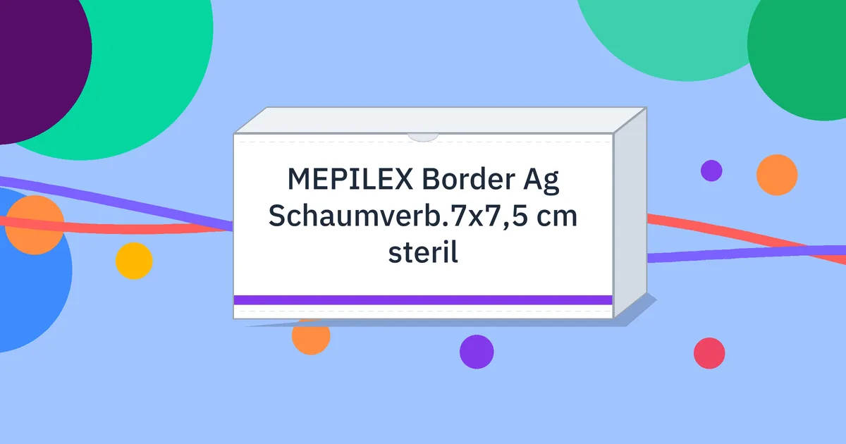 Symbolbild: Packung mit der Aufschrift MEPILEX Border Ag Schaumverb.7x7,5 cm steril (PZN 11580325) – Verfügbarkeit und Bezug in Apotheken in Frankfurt am Main