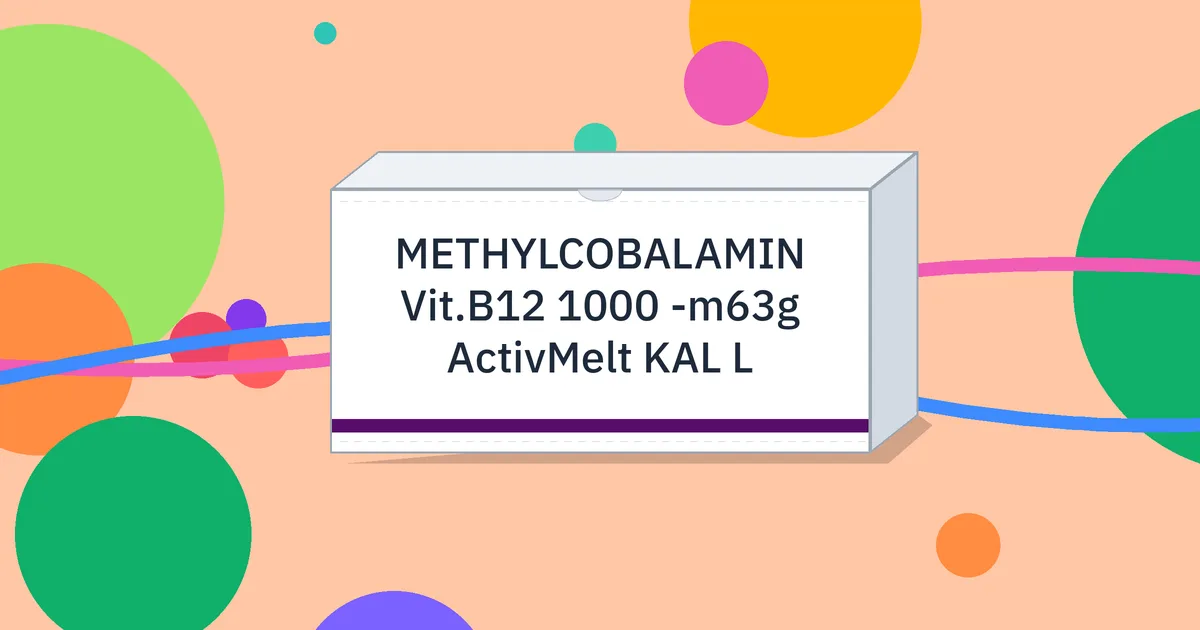 Symbolbild: Packung mit der Aufschrift METHYLCOBALAMIN Vit.B12 1000 -m63g ActivMelt KAL L (PZN 16128127) – Verfügbarkeit und Bezug in Apotheken in Frankfurt am Main