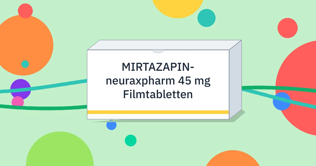 Symbolbild: Packung mit der Aufschrift MIRTAZAPIN-neuraxpharm 45 mg Filmtabletten (PZN 03647423) – Verfügbarkeit und Bezug in Apotheken in Frankfurt am Main