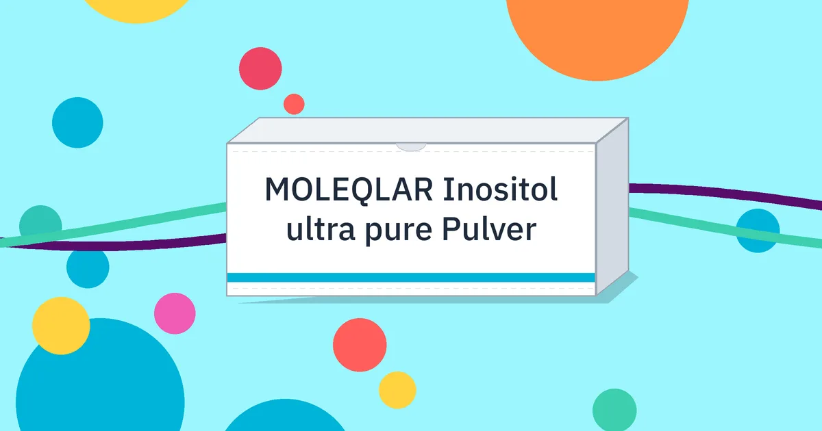 Symbolbild: Packung mit der Aufschrift MOLEQLAR Inositol ultra pure Pulver (PZN 20584210) – Verfügbarkeit und Bezug in Apotheken in Frankfurt am Main