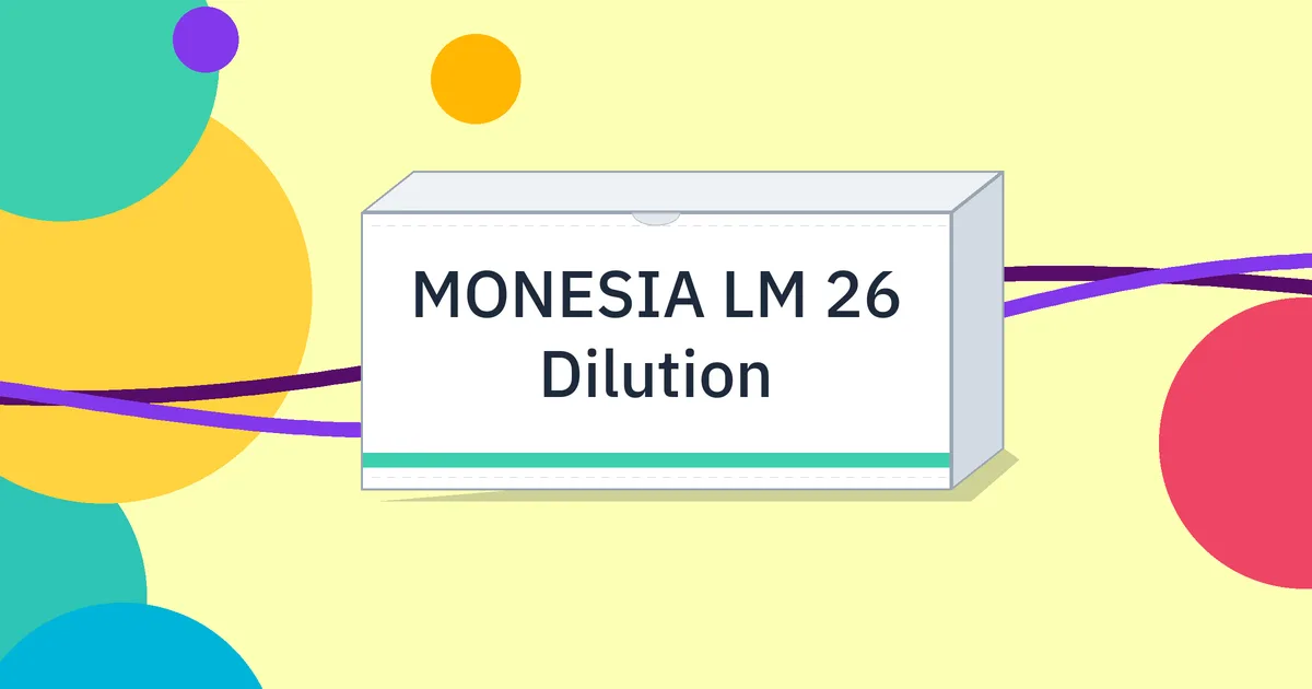 Symbolbild: Packung mit der Aufschrift MONESIA LM 26 Dilution (PZN 13610929) – Verfügbarkeit und Bezug in Apotheken in Frankfurt am Main
