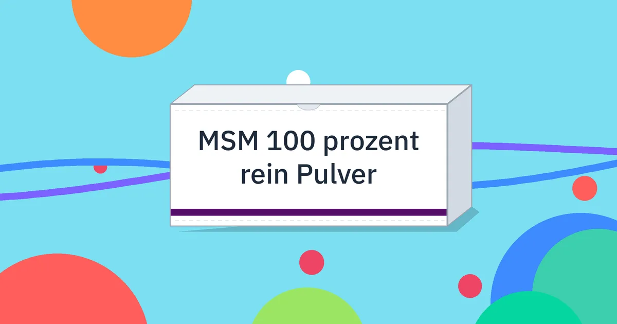 Symbolbild: Packung mit der Aufschrift MSM 100 prozent rein Pulver (PZN 16134694) – Verfügbarkeit und Bezug in Apotheken in Frankfurt am Main