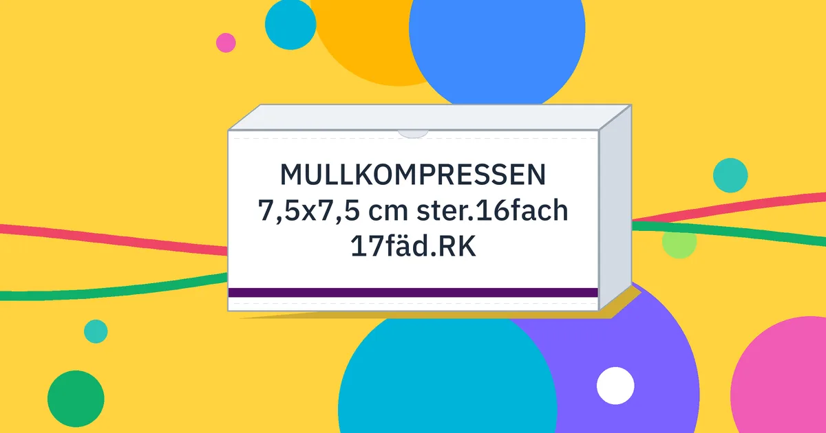 Symbolbild: Packung mit der Aufschrift MULLKOMPRESSEN 7,5x7,5 cm ster.16fach 17fäd.RK (PZN 06931231) – Verfügbarkeit und Bezug in Apotheken in Frankfurt am Main