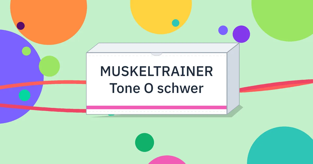 Symbolbild: Packung mit der Aufschrift MUSKELTRAINER Tone O schwer (PZN 01169563) – Verfügbarkeit und Bezug in Apotheken in Frankfurt am Main