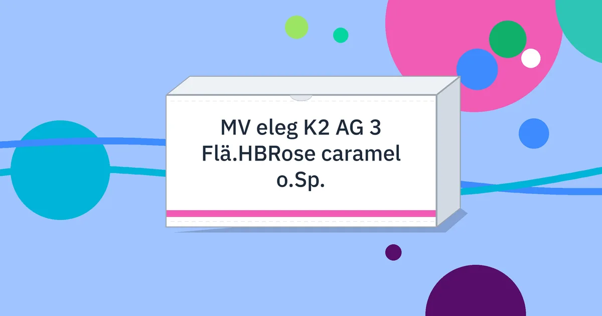 Symbolbild: Packung mit der Aufschrift MV eleg K2 AG 3 Flä.HBRose caramel o.Sp. (PZN 15718737) – Verfügbarkeit und Bezug in Apotheken in Frankfurt am Main