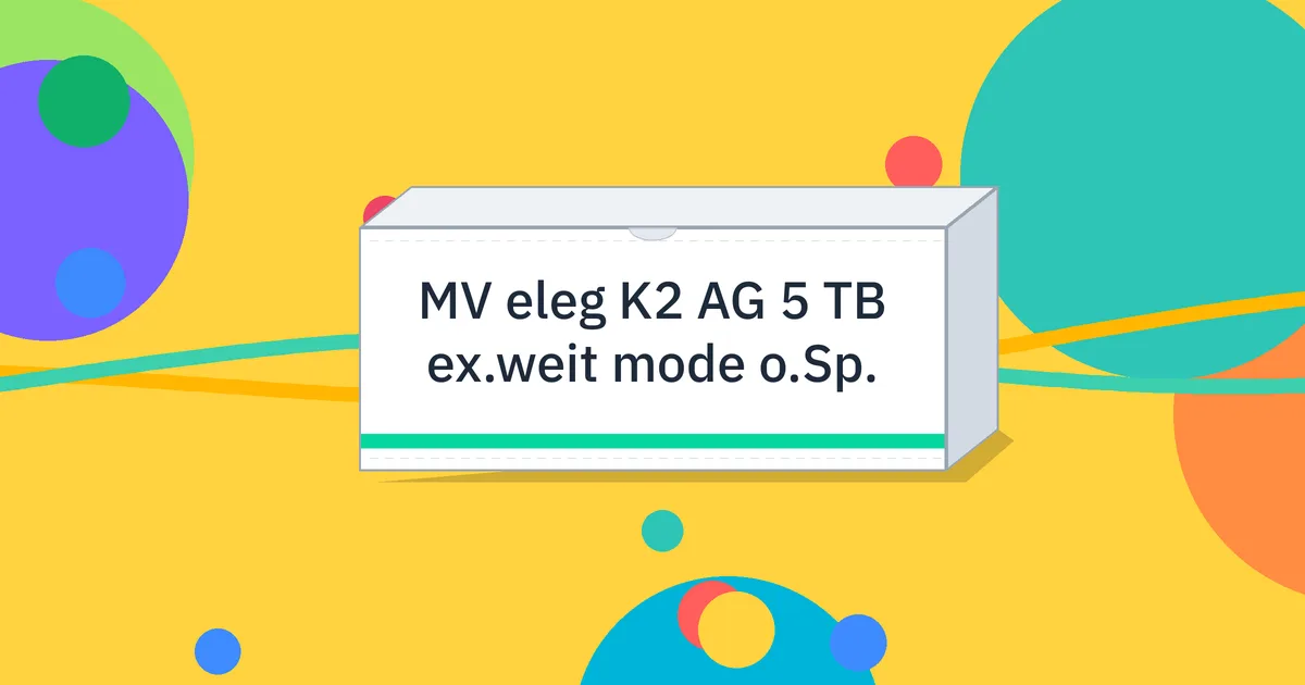 Symbolbild: Packung mit der Aufschrift MV eleg K2 AG 5 TB ex.weit mode o.Sp. (PZN 09877868) – Verfügbarkeit und Bezug in Apotheken in Frankfurt am Main